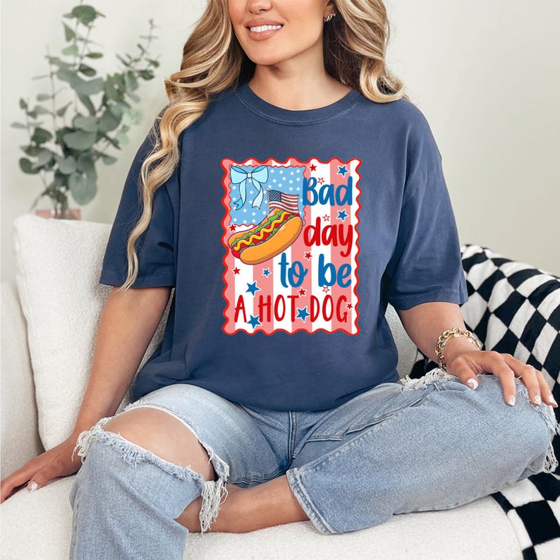 Bad Day Hot Dog Shirt, Funny Summer Cookout Tee, Comfort Colors ...