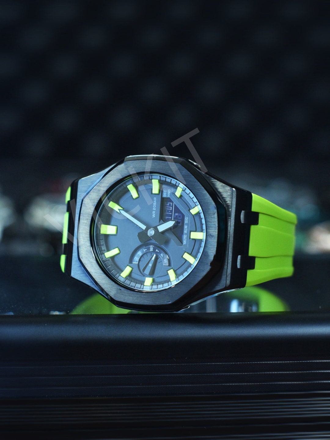 Black Stainless Steel Case Green CASIOAK GA2100 WATCHMOD Light - Etsy