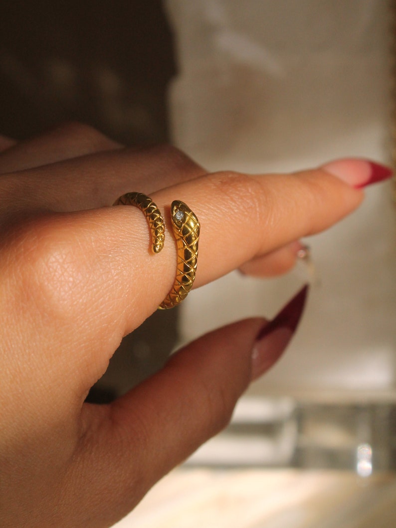18k PVD Gold Snake Wrap Around Ring - Etsy