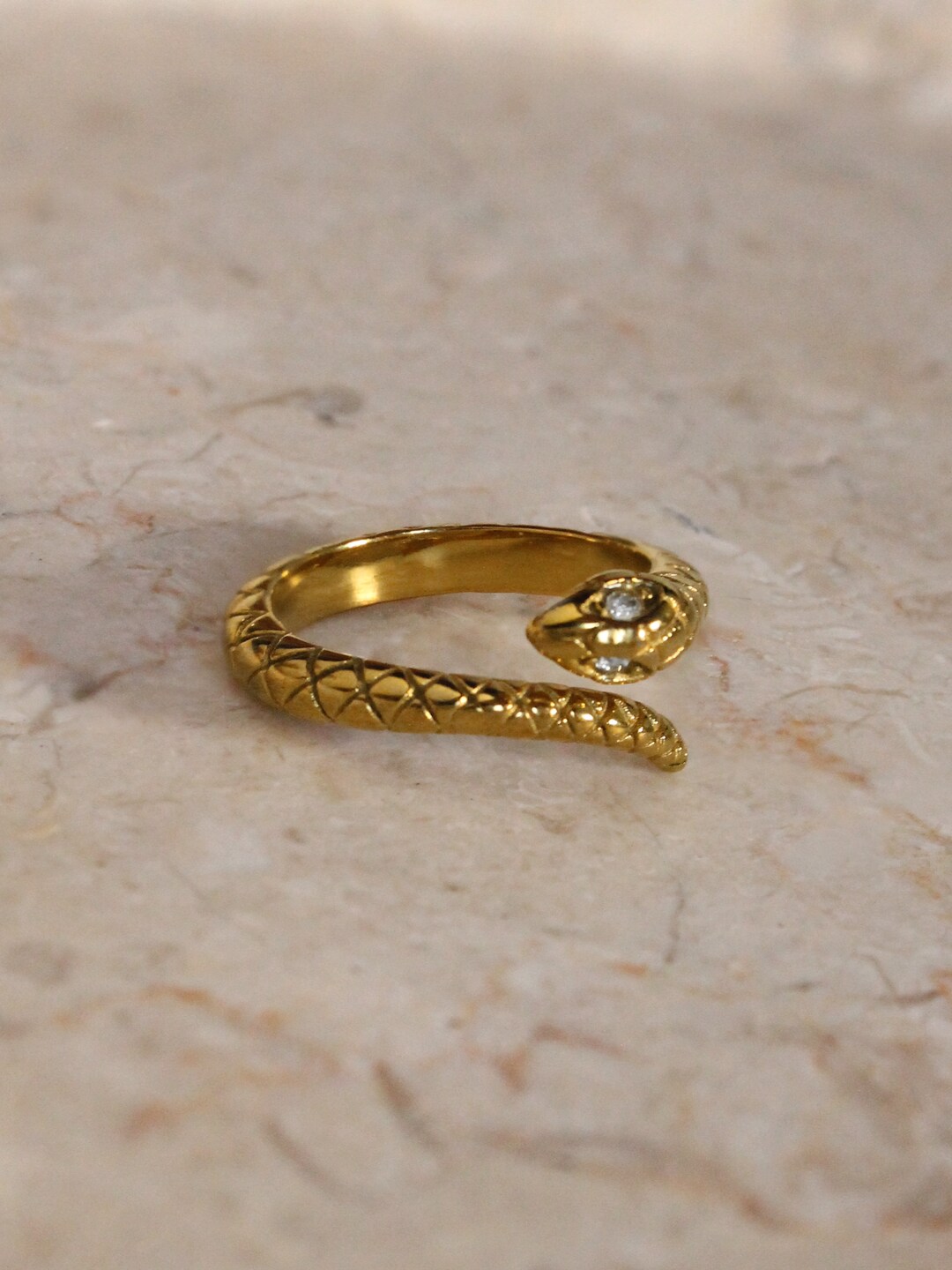 18k Gold PVD Snake Wrap Around Ring - Etsy