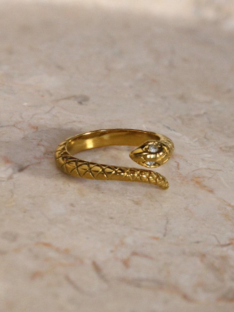 18k PVD Gold Snake Wrap Around Ring - Etsy