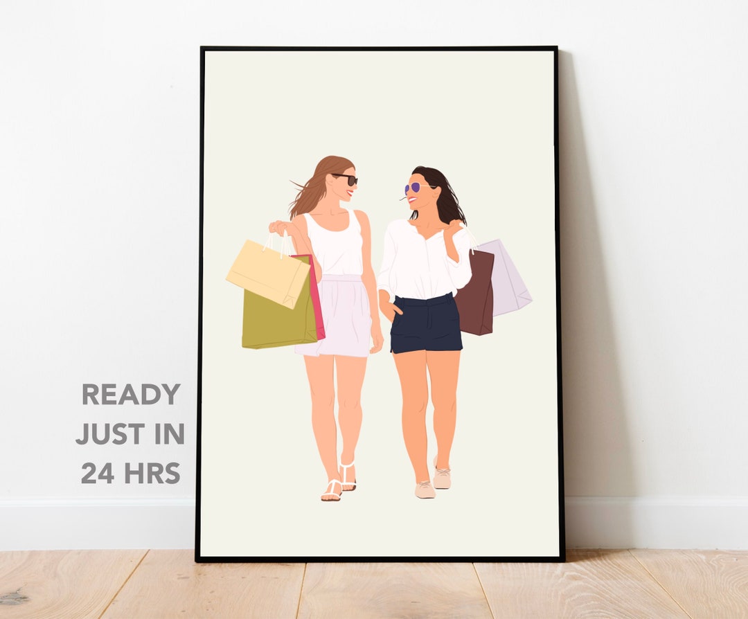 Personalized Cartoon Portrait, Best Friend Prints Faceless, Drawing ...
