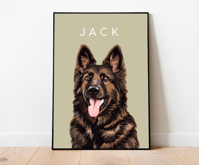 Custom Pet and Owner Portrait, Personalized Dog & Human Art Print for ...