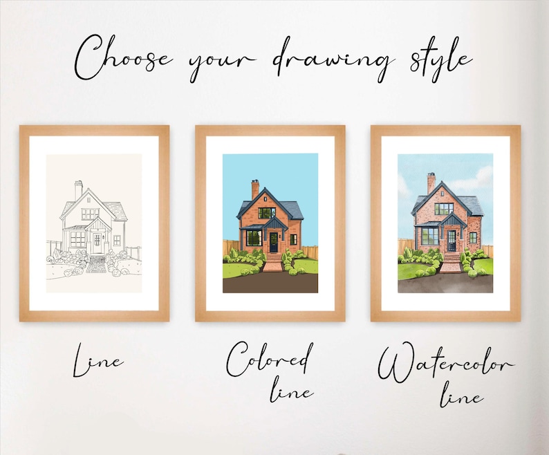 Custom House Portrait From Photo, Realtor Closing Gift, Personalized ...
