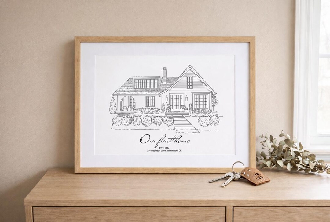 Custom House Portrait From Photo, Realtor Closing Gift, Personalized ...