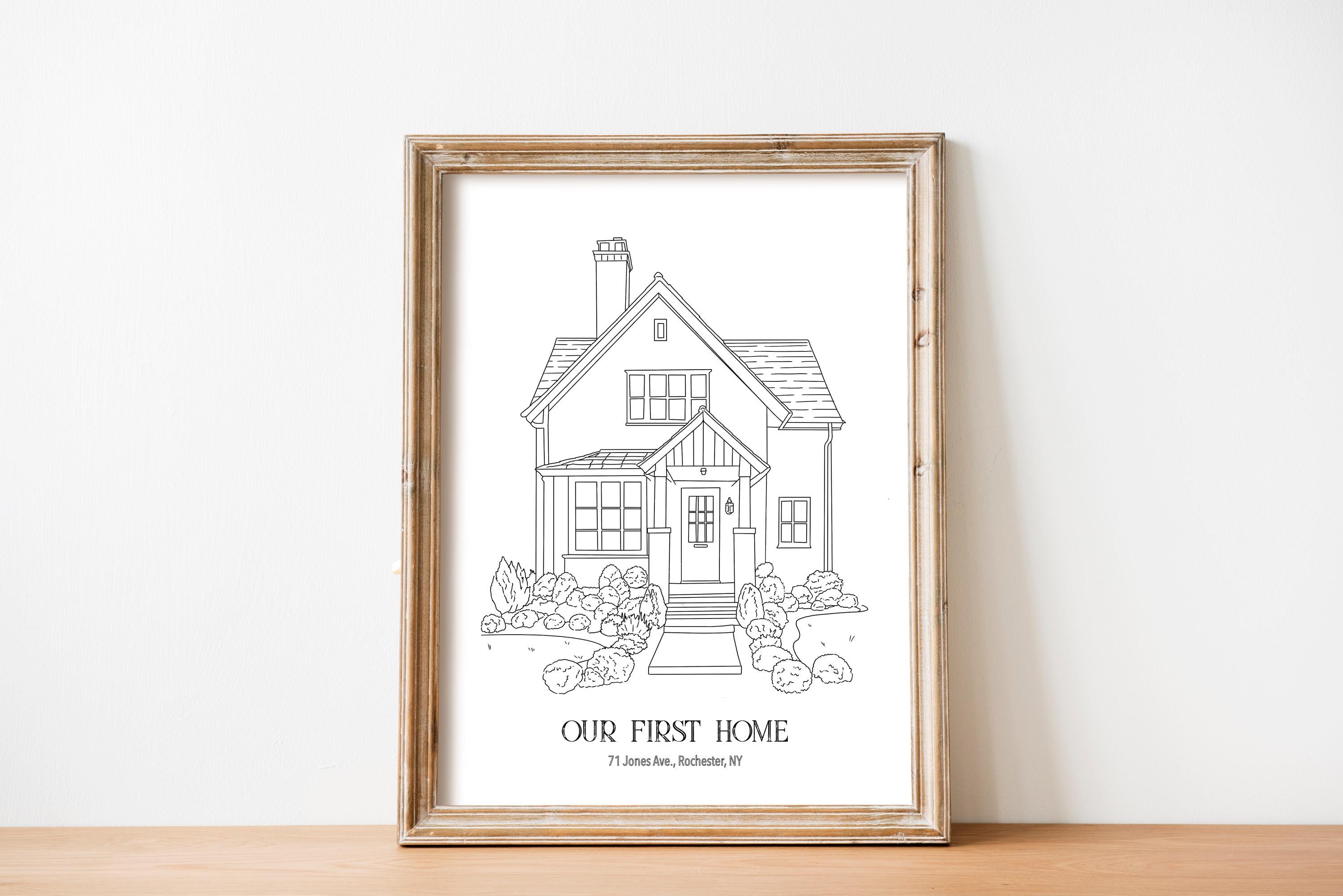 House Portrait From Photo, New House Drawing Gift, Housewarming Gift ...