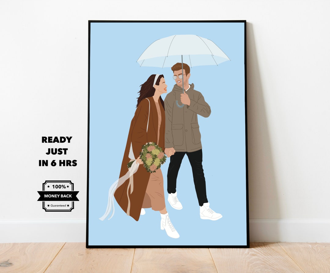 Faceless Couple Portrait, Custom Drawing From Photo, Romantic ...