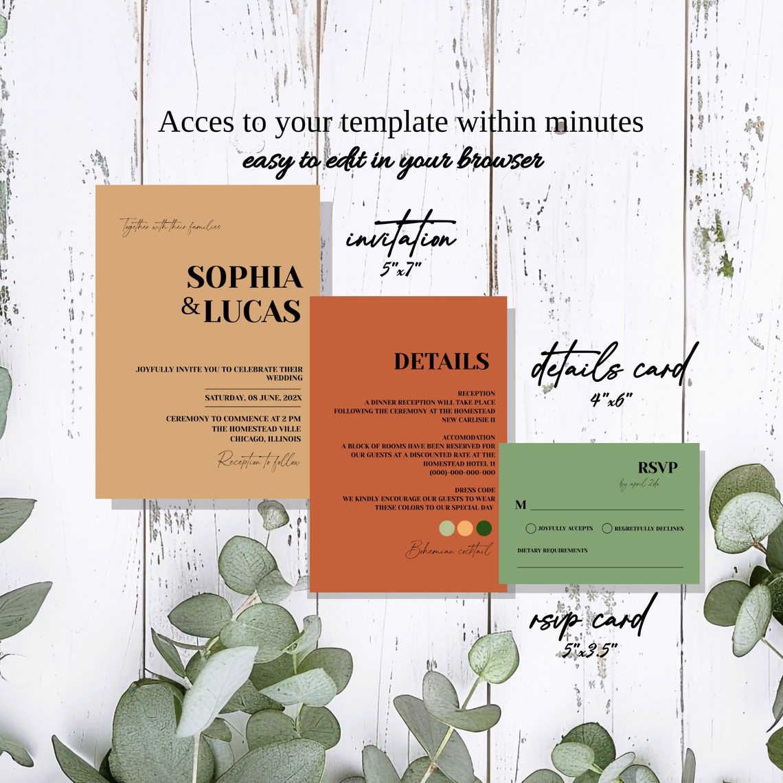 Minimalist Wedding Template,minimal Wedding Invites,minimalist Editable ...