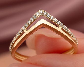 diamond gold wishbone ring