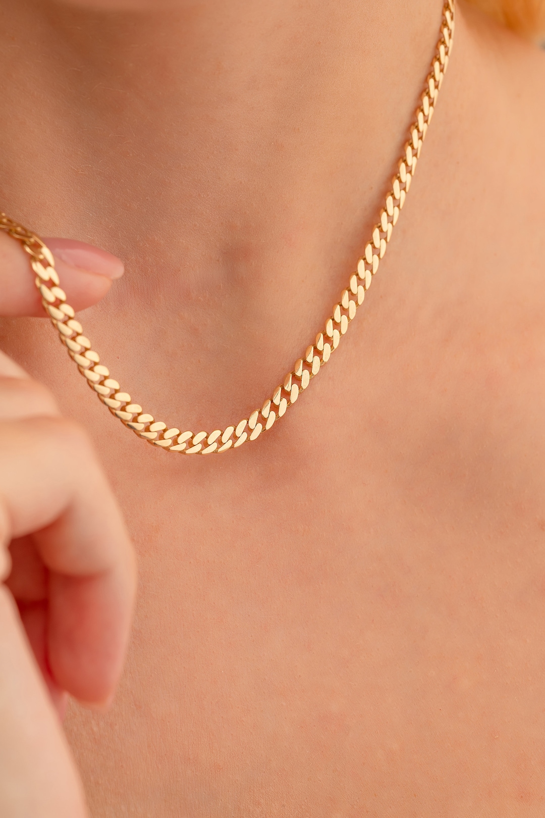 14K Monaco Gold Chain Necklace 4 Mm - Etsy