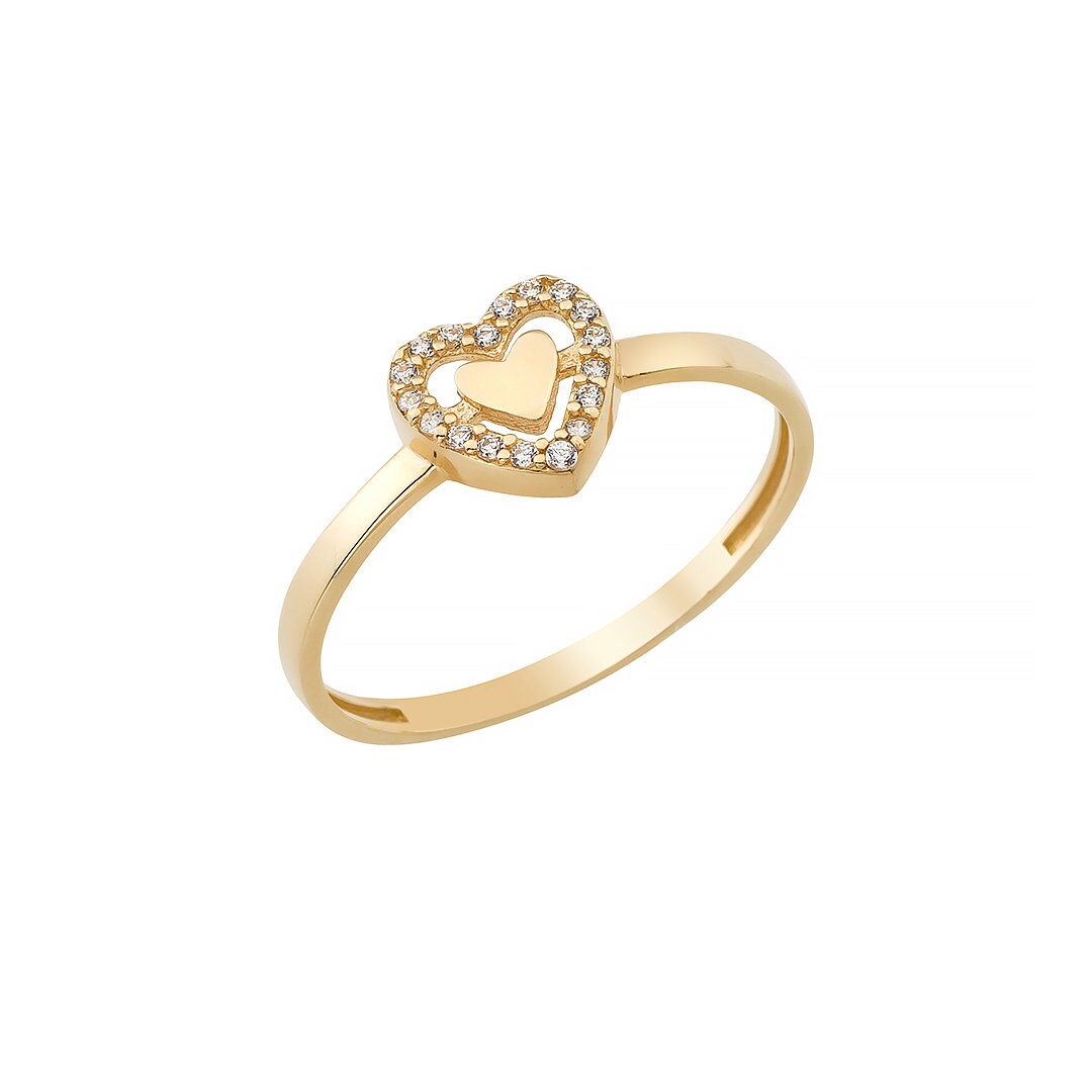 14K Solid Gold Twined Heart Ring - Etsy