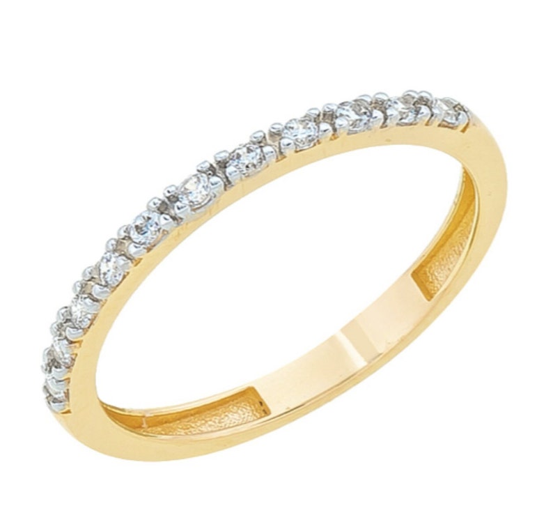 14K Solid Gold Pave Ring With CZ - Etsy