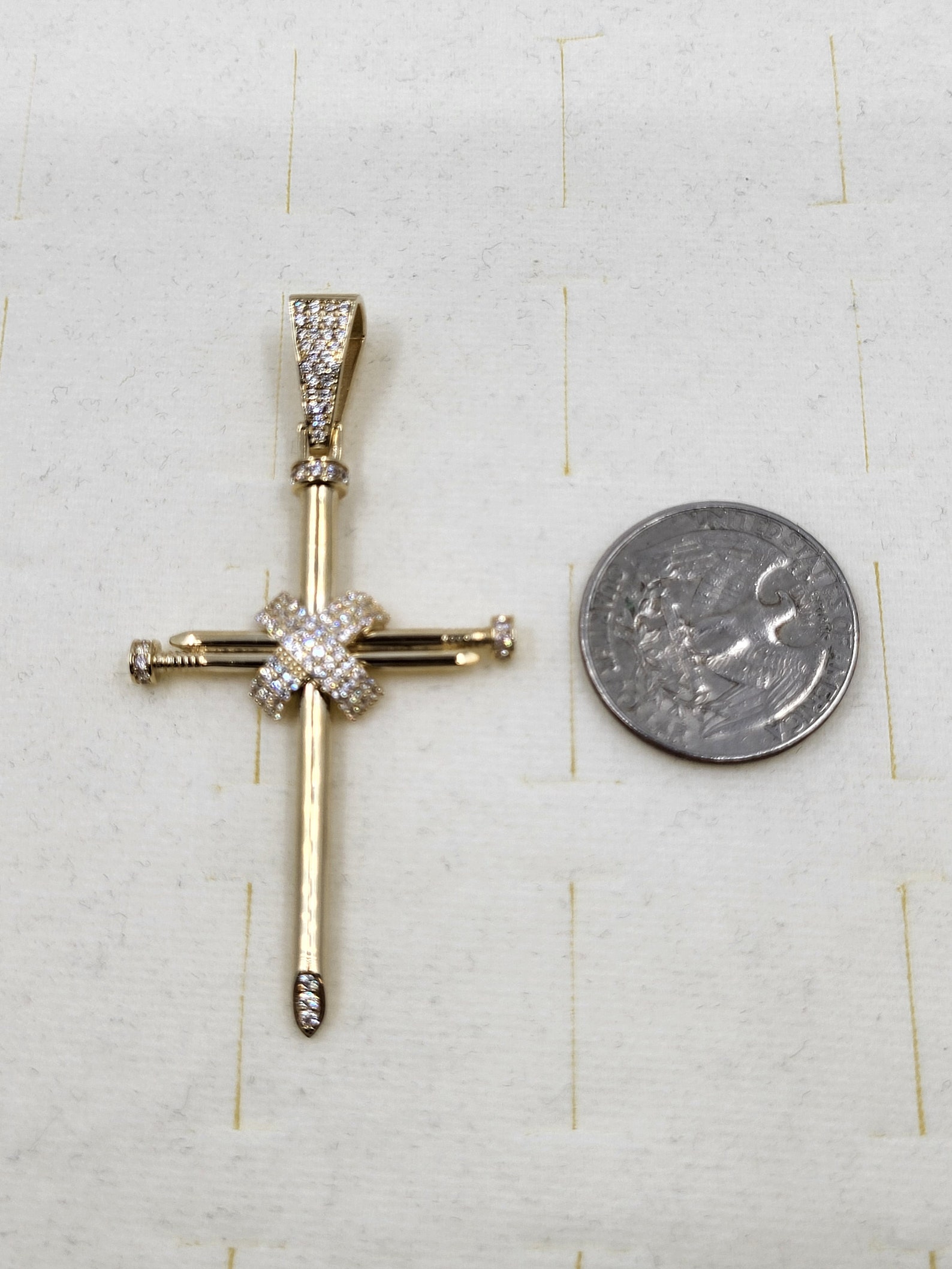 14K Gold CZ Nail Cross Pendant - Etsy UK