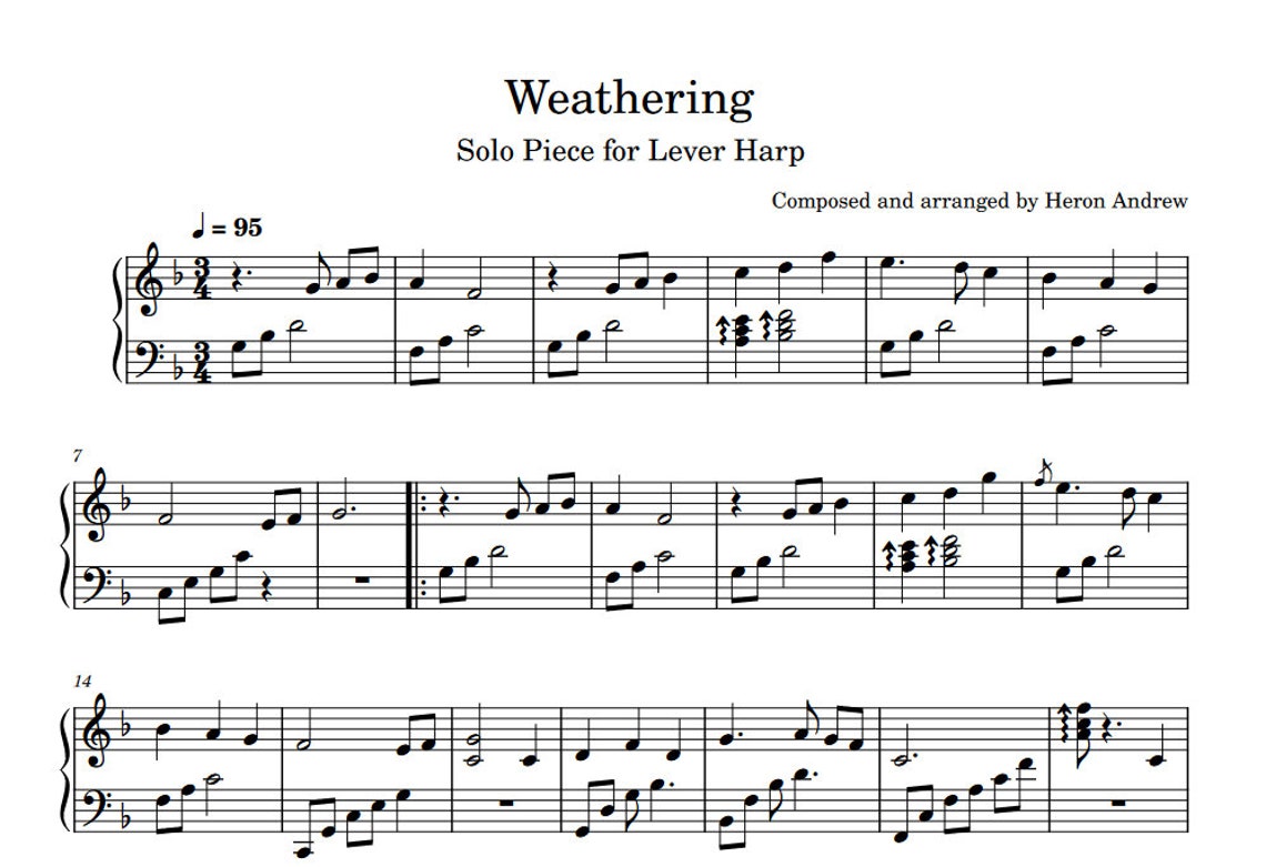 Weathering (sheet Music for Lever Harp) - Etsy