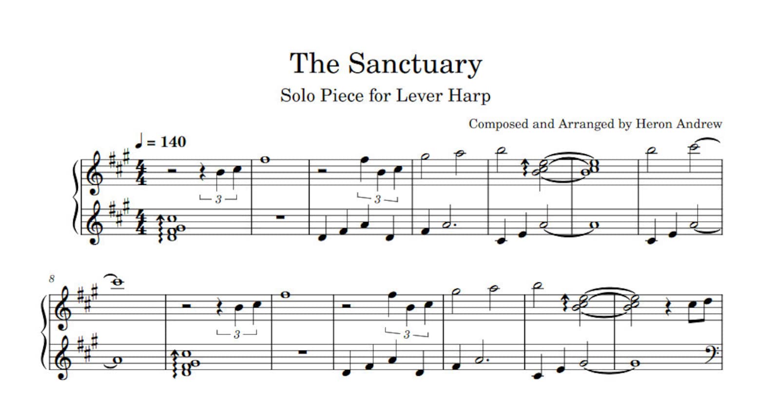 The Sanctuary (sheet Music for the Lever Harp) - Etsy
