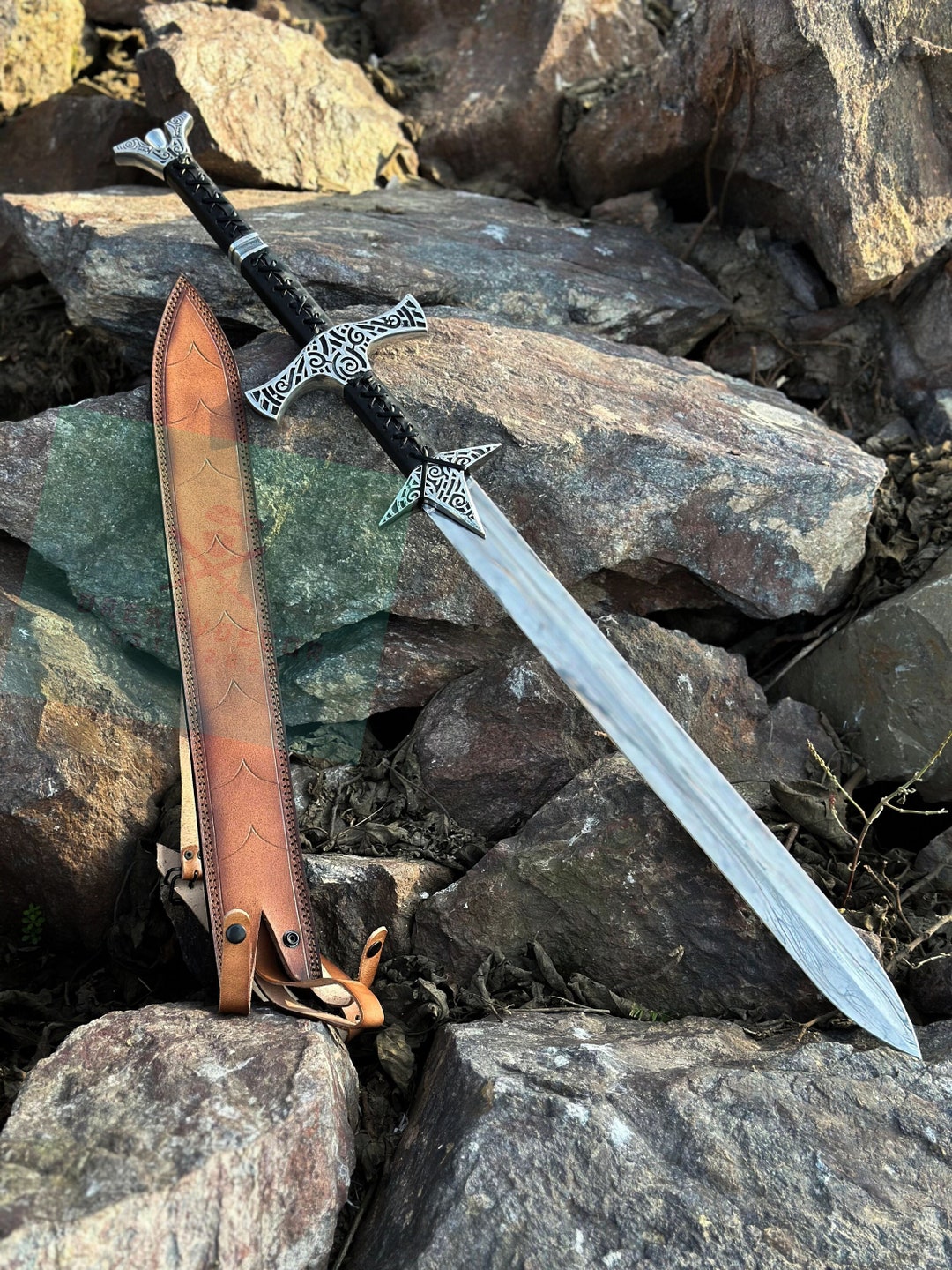 Custom Handmade Two Headed Skyrim Sword Replica Sword Fantasy ...