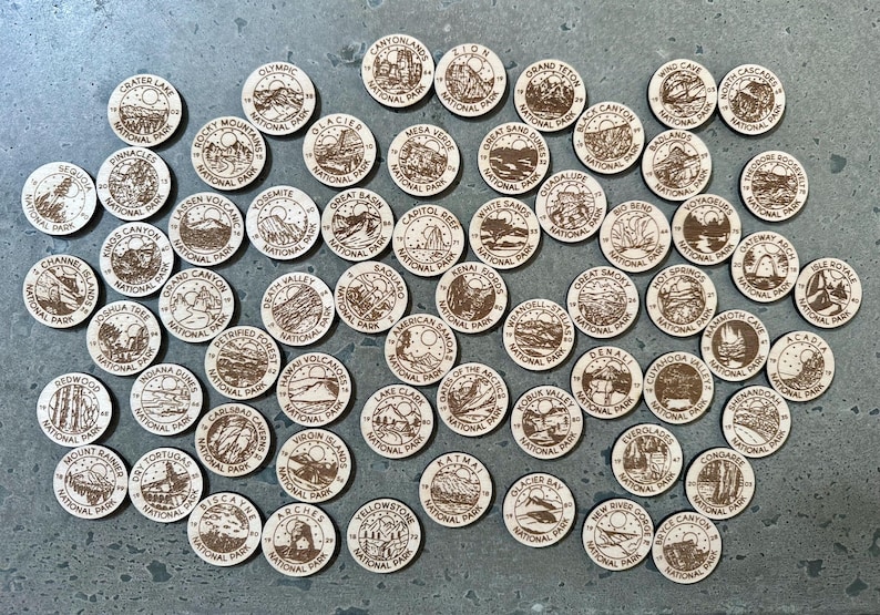 National and State Park Pins: Laser Engraved Birch Wood Backpack Pins ...