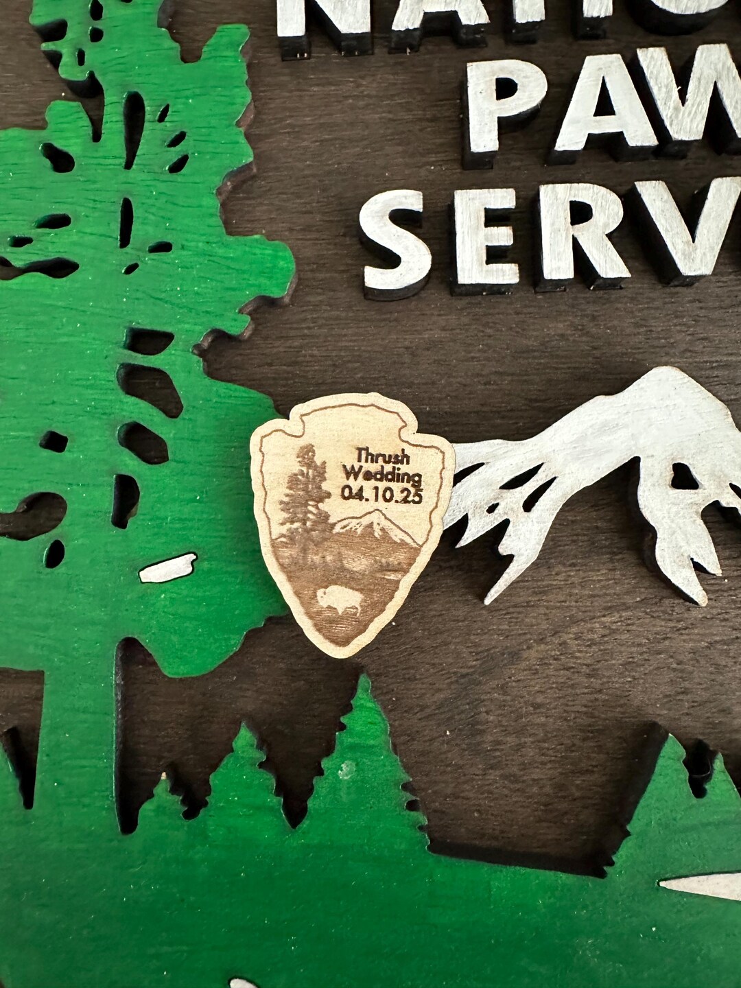 Wedding Favor Pin NPS, Personalized Wooden Wedding Pin, Personalized ...