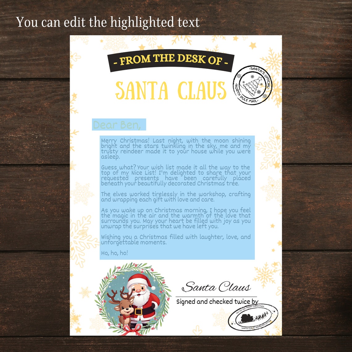 Editable Letter From Santa on Christmas Morning, Printable Santa ...