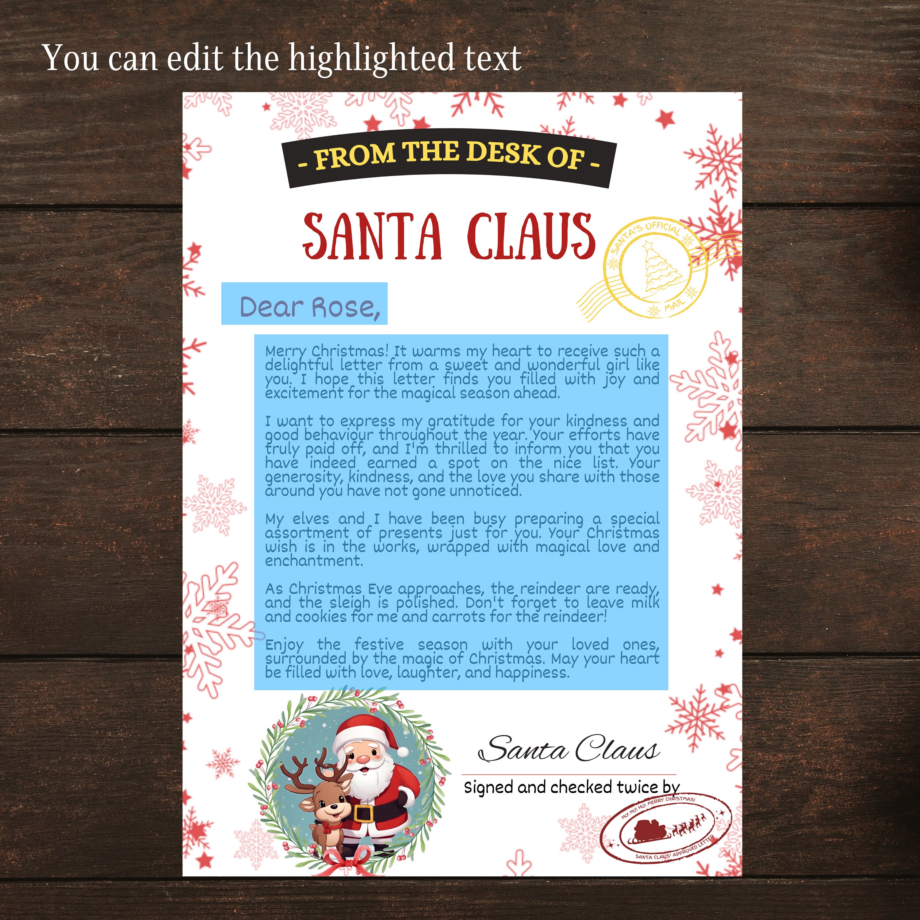 Editable Official Letter to Santa Claus, Nice List Certificate & Letter ...