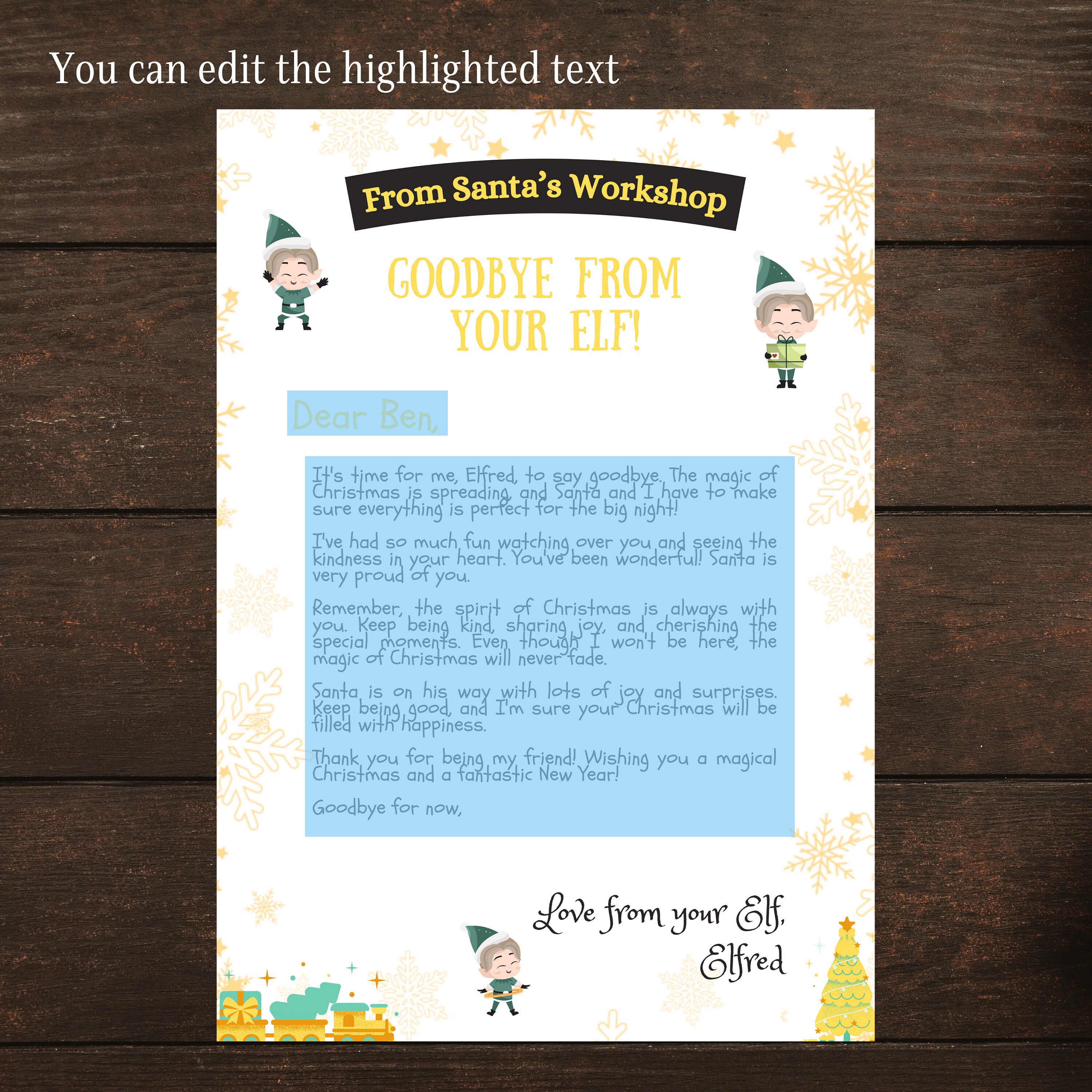 Editable Elf Hello Letter, Greetings From Elf, Elf Arrival, Elf Return ...