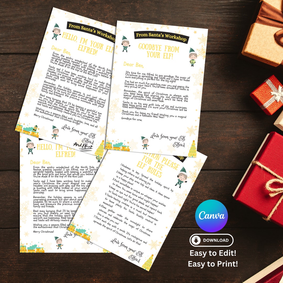 Editable Elf Hello Letter, Greetings From Elf, Elf Arrival, Elf Return ...
