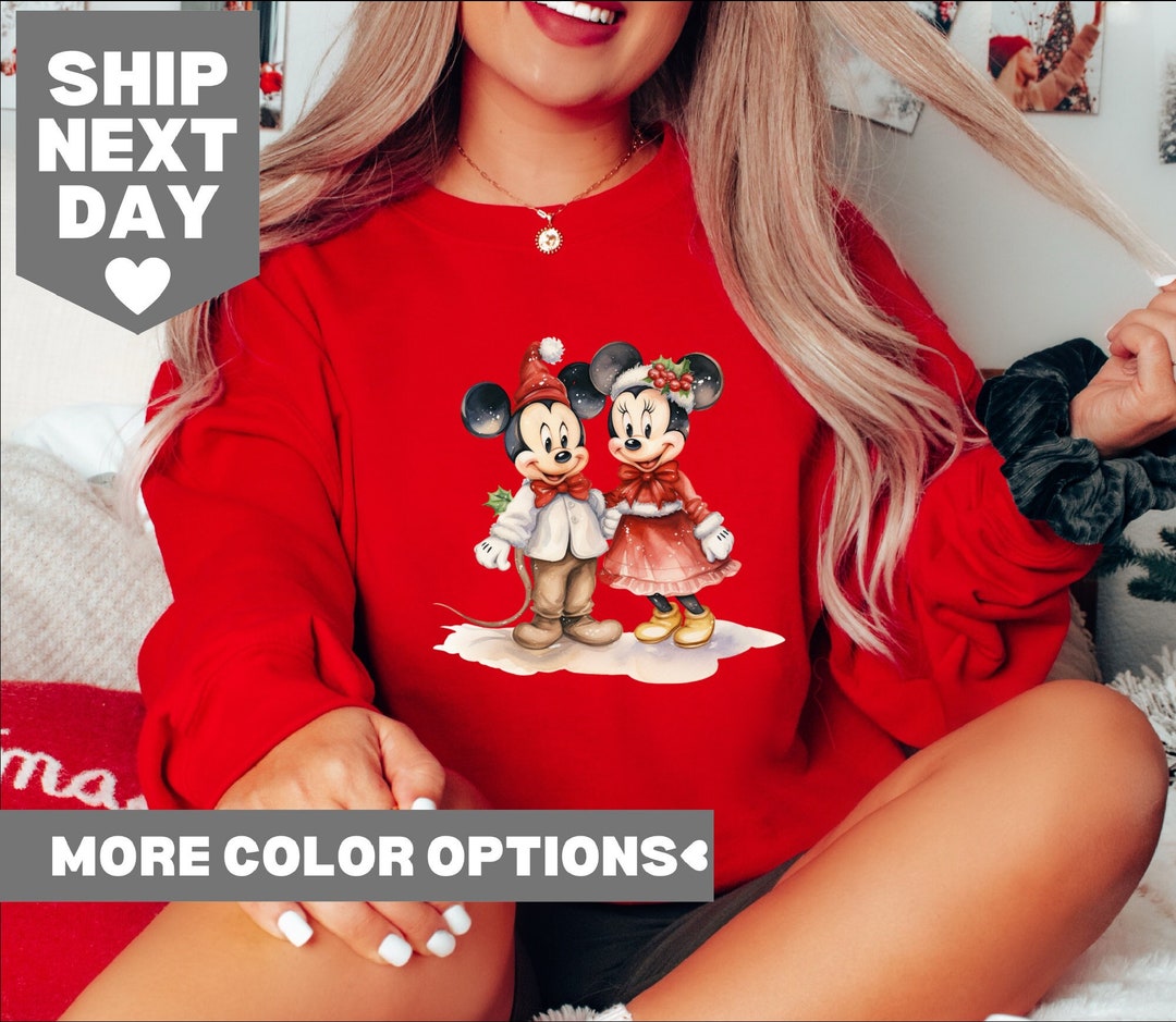 Santa Mickey and Minnie Mouse Christmas Light Disney Shirt, Mickey's ...