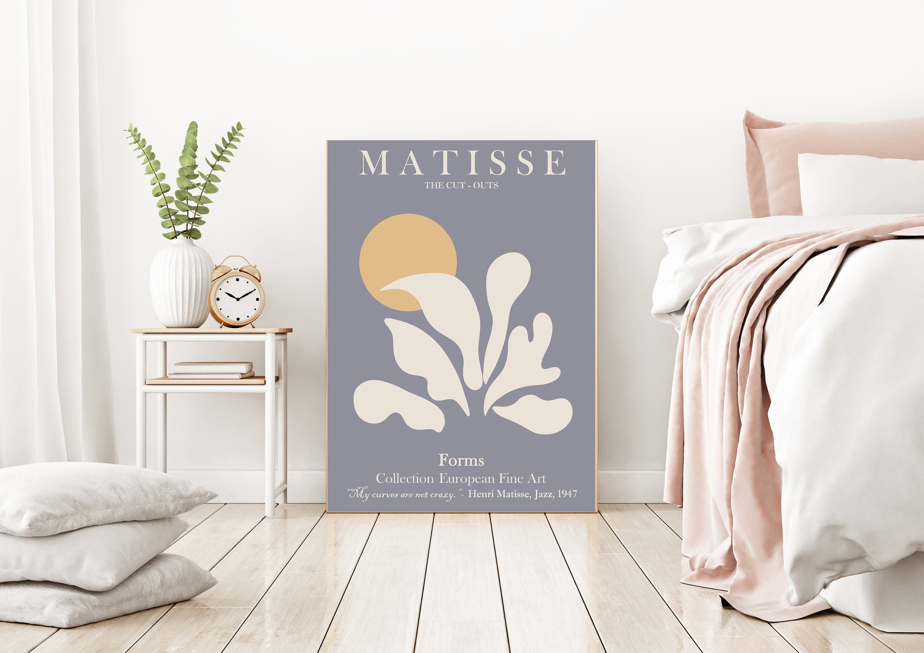 Matisse Blue Abstract Wall Art Print, Matisse Leaf Print Printable ...