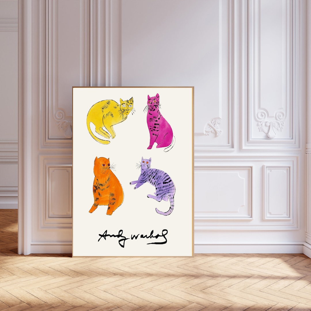 Andy Warhol Cat Art Print, Warhol Art Printable, Cat Wall Art, Andy ...