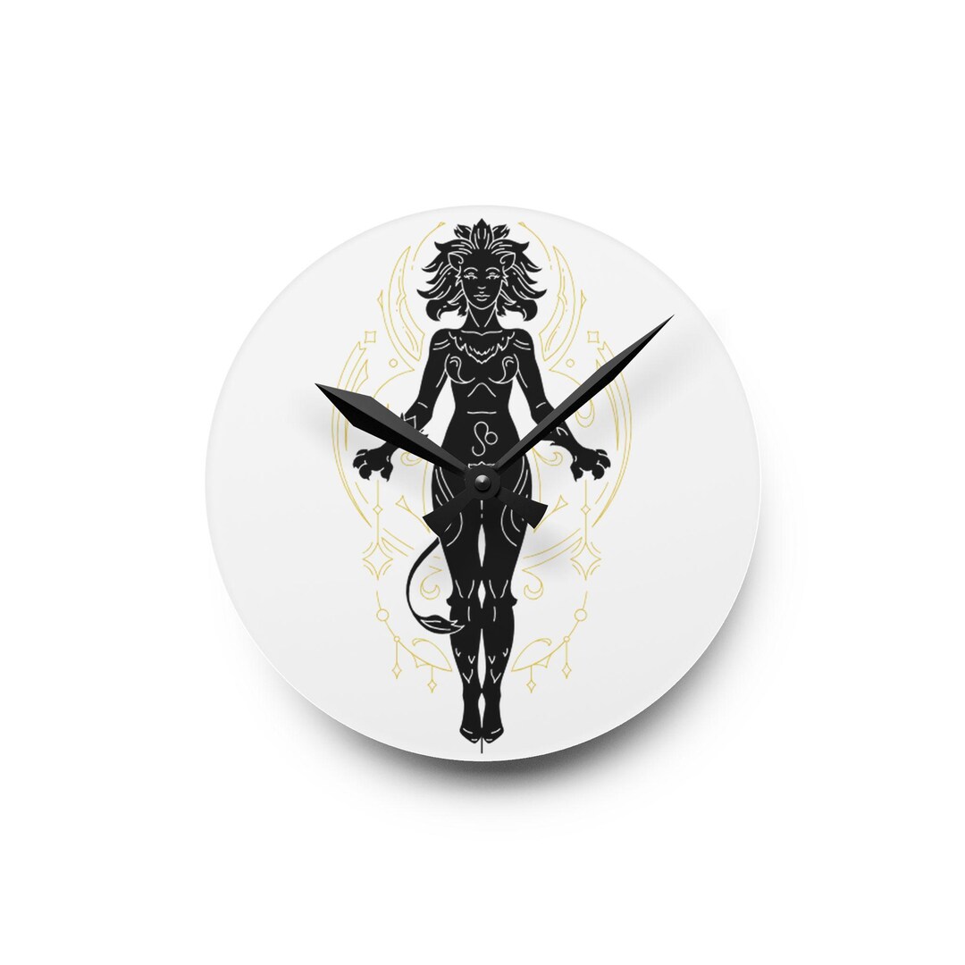 Leo Zodiac Mystical Goddess Acrylic Wall Clock - Art Deco Home Decor ...