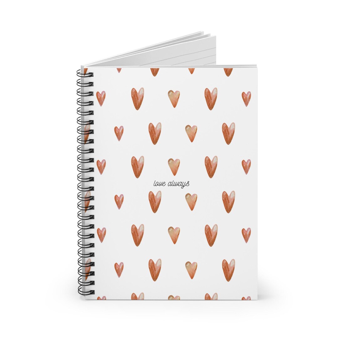 Heart Pattern Spiral Notebook - Love Always, Cute Journal, Gift for ...