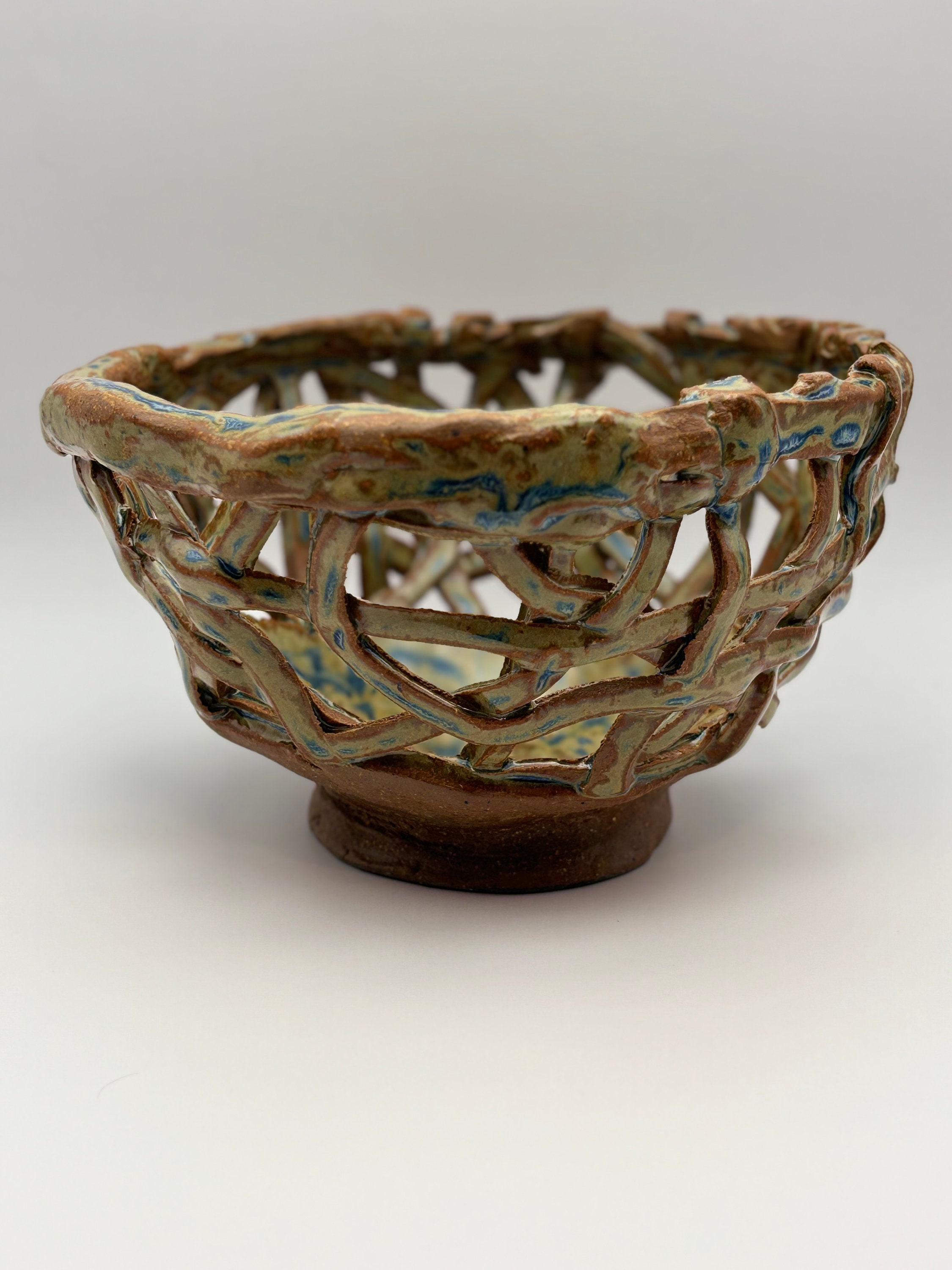 Unique Hand-built Pottery Bowl in Basketweave Style - Etsy