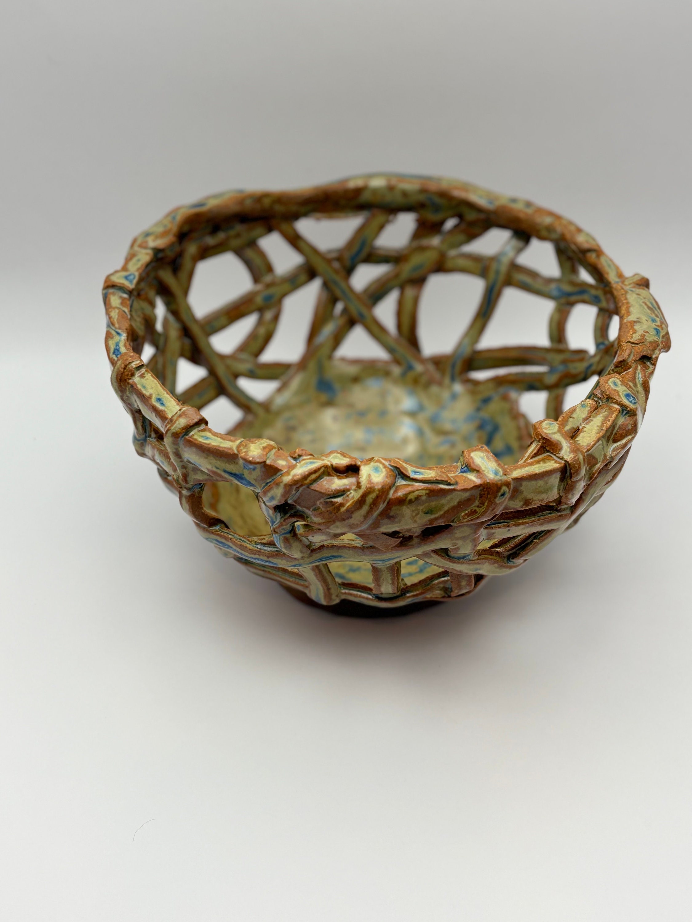 Unique Hand-built Pottery Bowl in Basketweave Style - Etsy