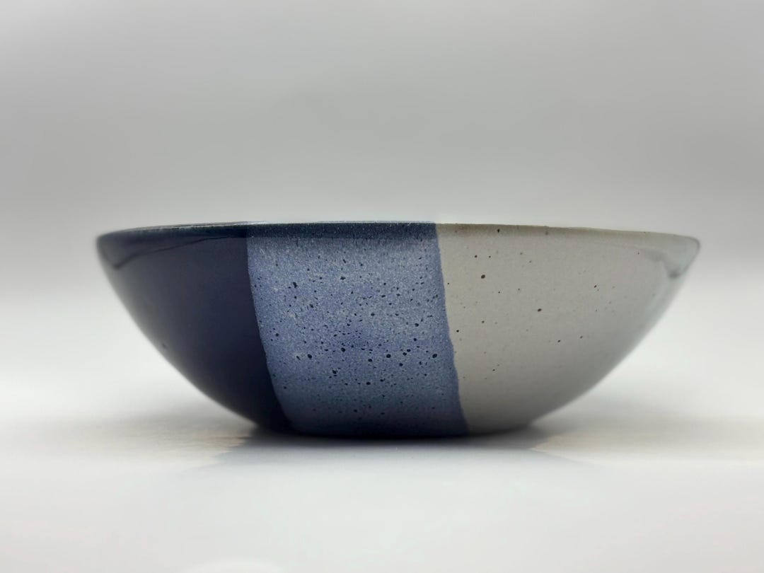 Navy, Light Blue and White Low Profile Bowl Hand Thrown and Made From ...