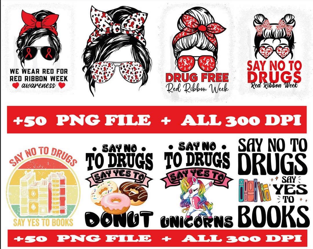 Red Ribbon Week PNG Bundle 50 Designs Say No to Drugs - Etsy