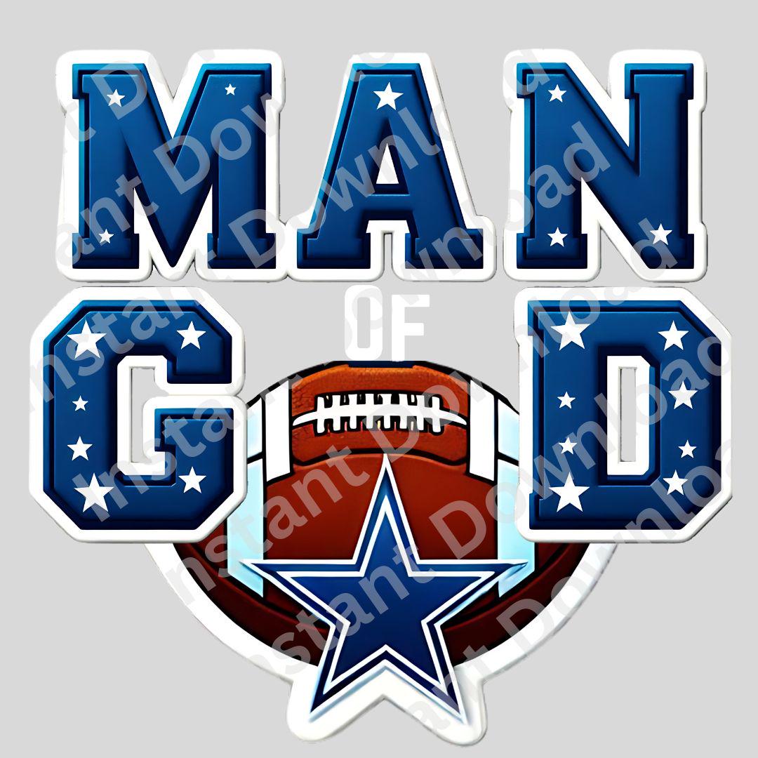 Man of God Cowboy Football PNG Design Christian Cowboy Fan Art ...