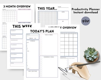 Printable Productivity Planner | Daily, Weekly, Monthly Productivity ...