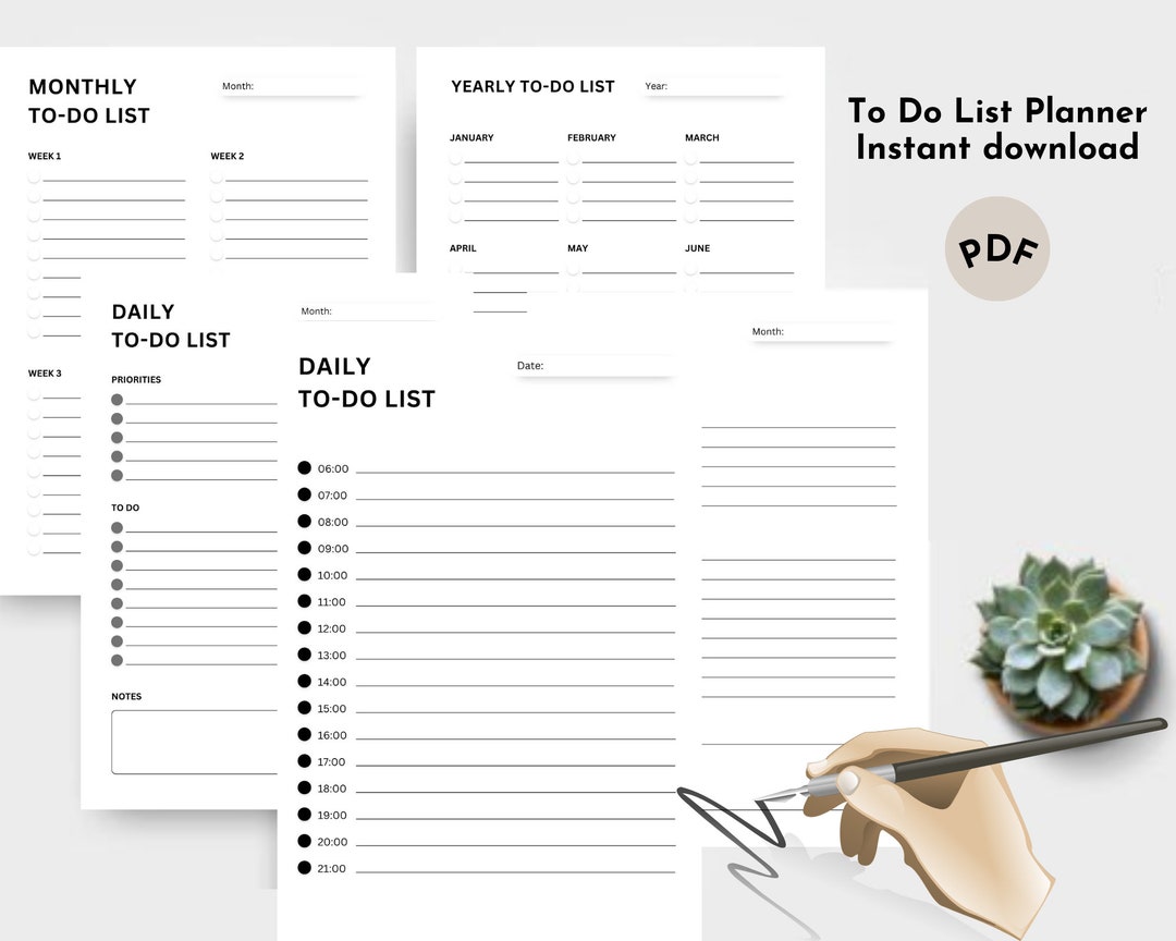 Printable To-do List, Task Planner, Daily Planner, Time Management ...