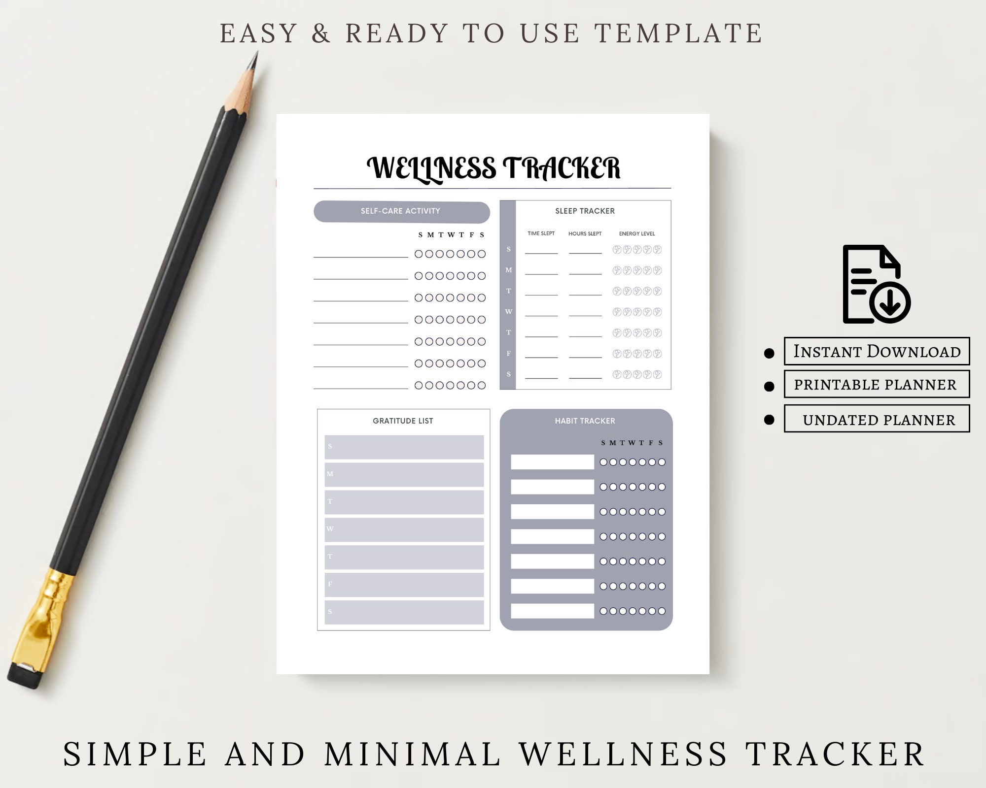 Editable Wellness Planner | Printable Wellness Planner | Self Care ...