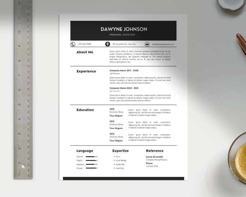 Editable Resume Template | Minimalist CV Resume | Professional Resume ...