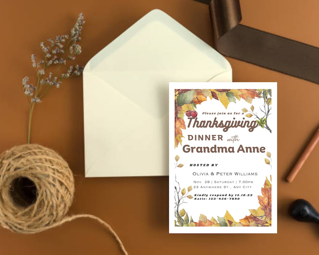 Thanksgiving Dinner Invitation, Let's Give Thanks Invitation Template ...