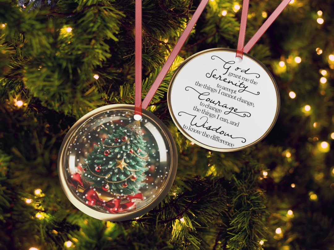 2-sided-snow Globe Christmas Tree-serenity Prayer Ornament Recovery ...