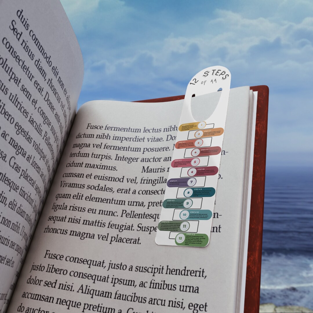 12 Steps Bookmark Aluminum Bookmark Free Shipping Sponsee Gift Sobriety ...