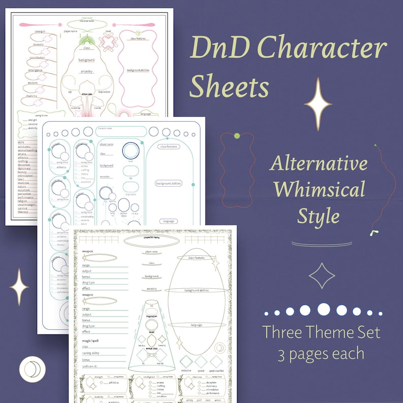Dnd Alternative 5E Character Sheets - Three Theme Set - Minimal ...