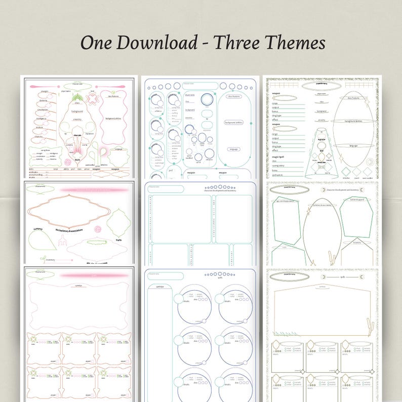 Dnd Alternative 5E Character Sheets - Three Theme Set - Minimal ...