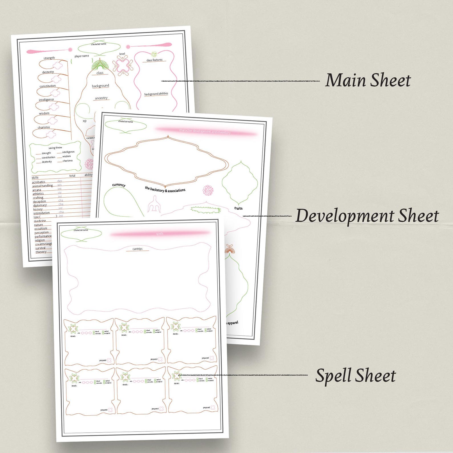 Dnd Alternative 5E Character Sheets - Three Theme Set - Minimal ...