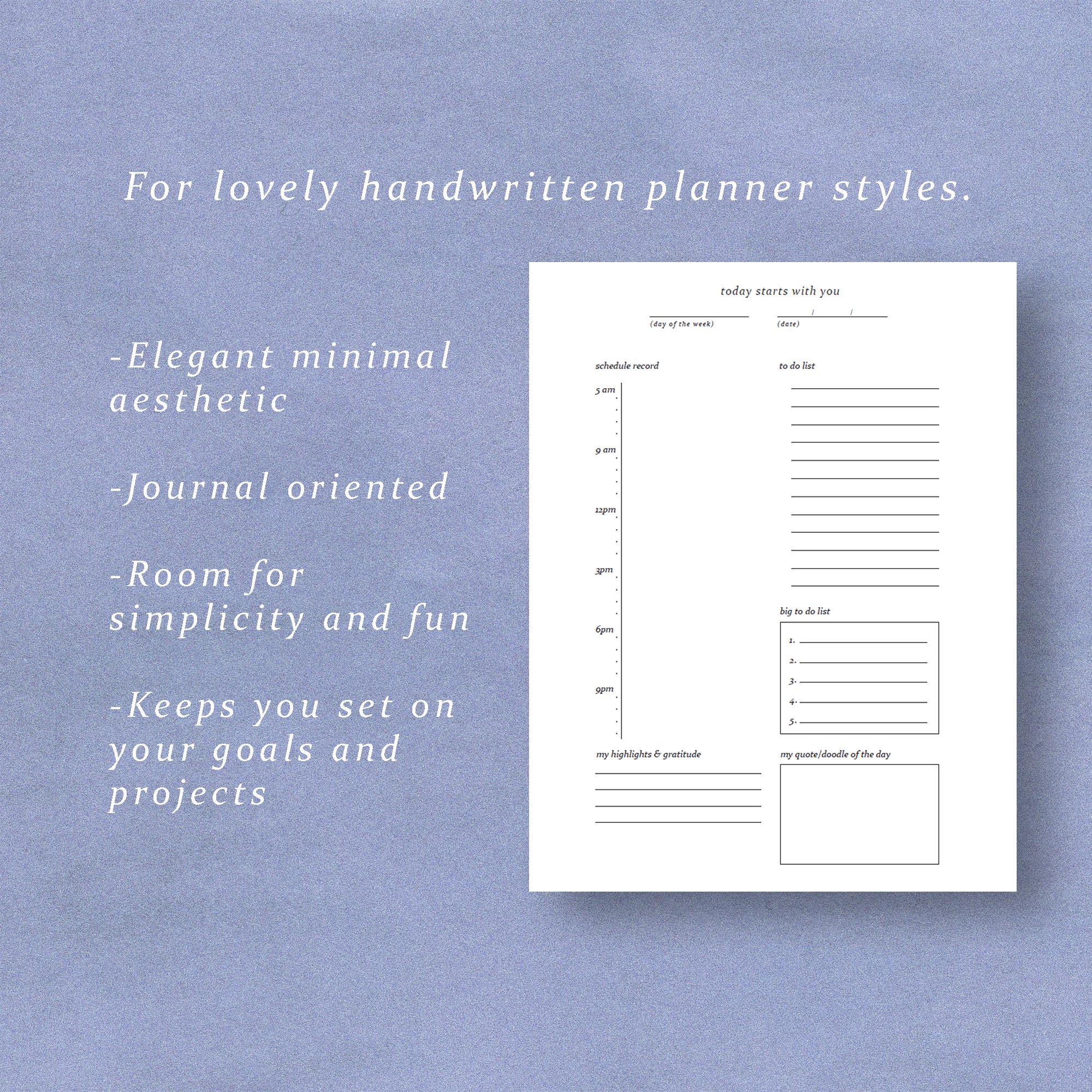 Daily Planner Printable - for Readers, Creatives - Single Sheet Letter ...