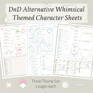 Dnd Alternative 5E Character Sheets Three Theme Set Minimal Whimsical ...