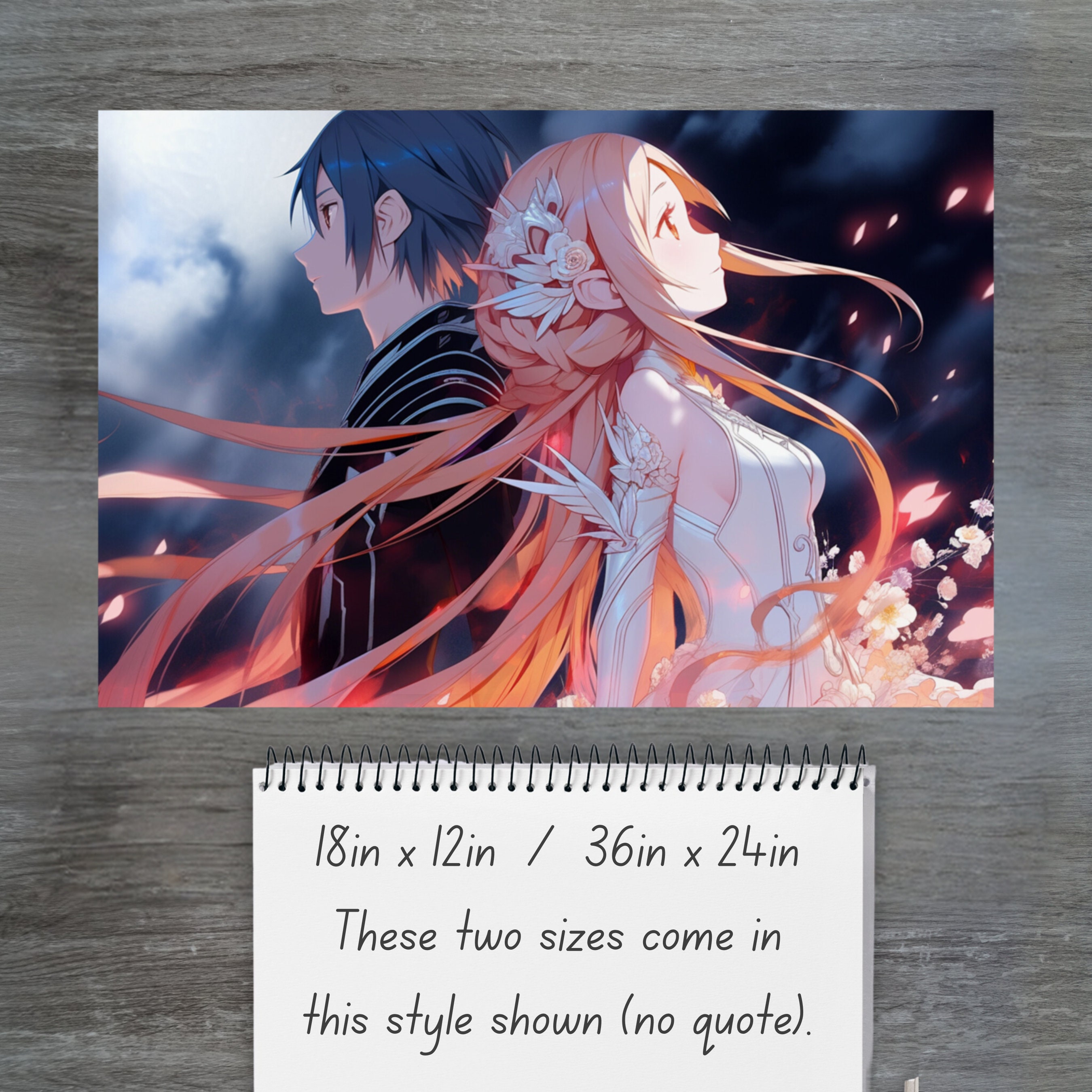 Sword Art Online SAO Themed Poster Kirito & Asuna Inpired, Horizontal ...