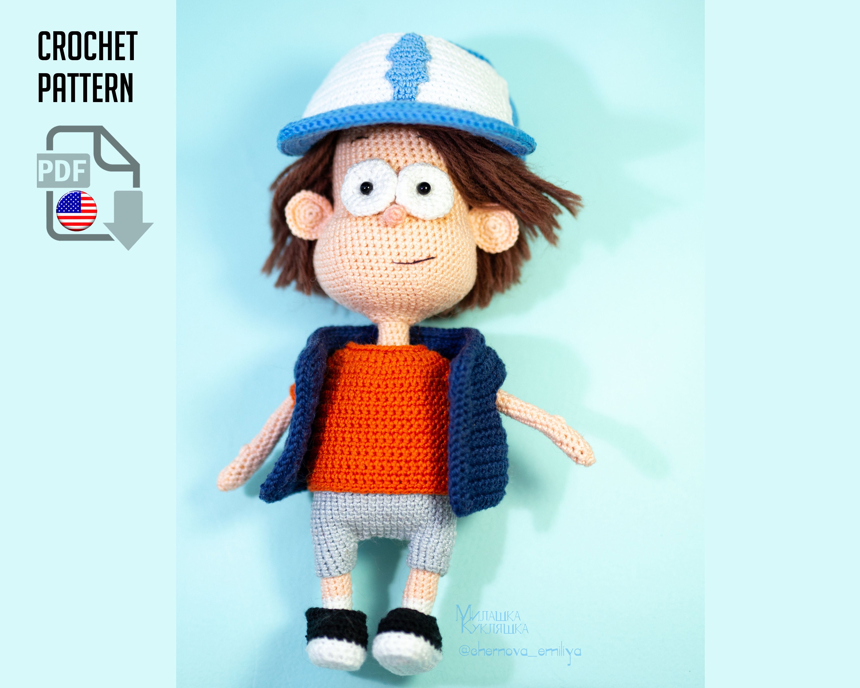 Dipper Crochet Pattern: Amigurumi Frame Doll With Clothes (PDF) - Etsy